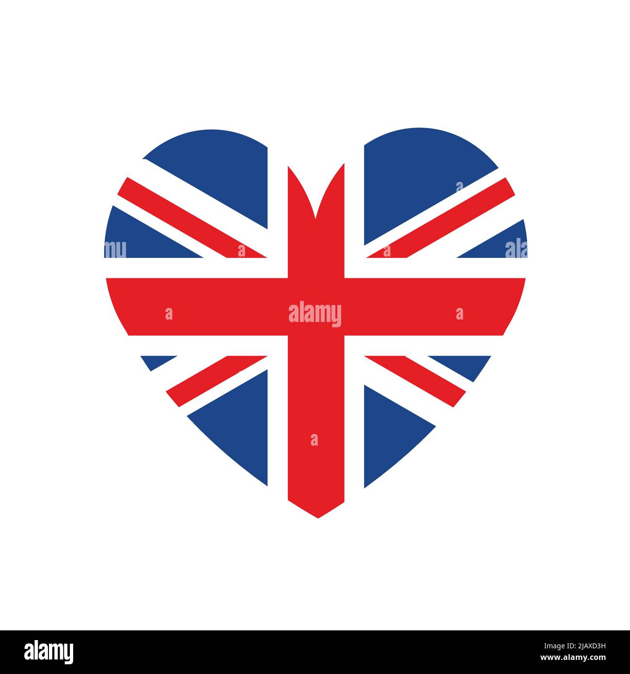 Vector flat heart shaped Great Britain flag isolated on white ...