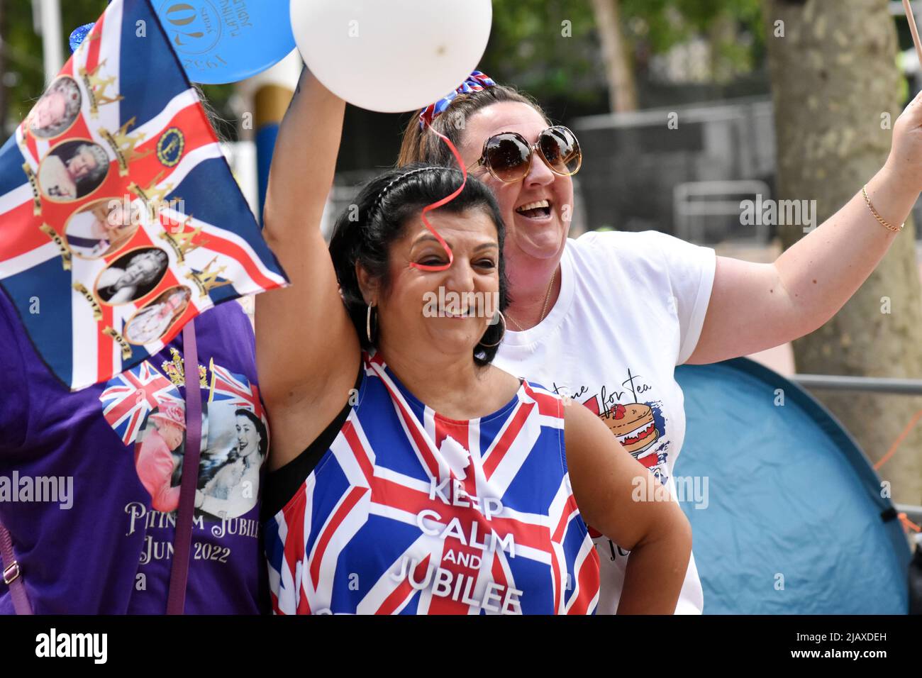 London; UK; 1 June 2022 Super fans start to queue early at The Mall ...