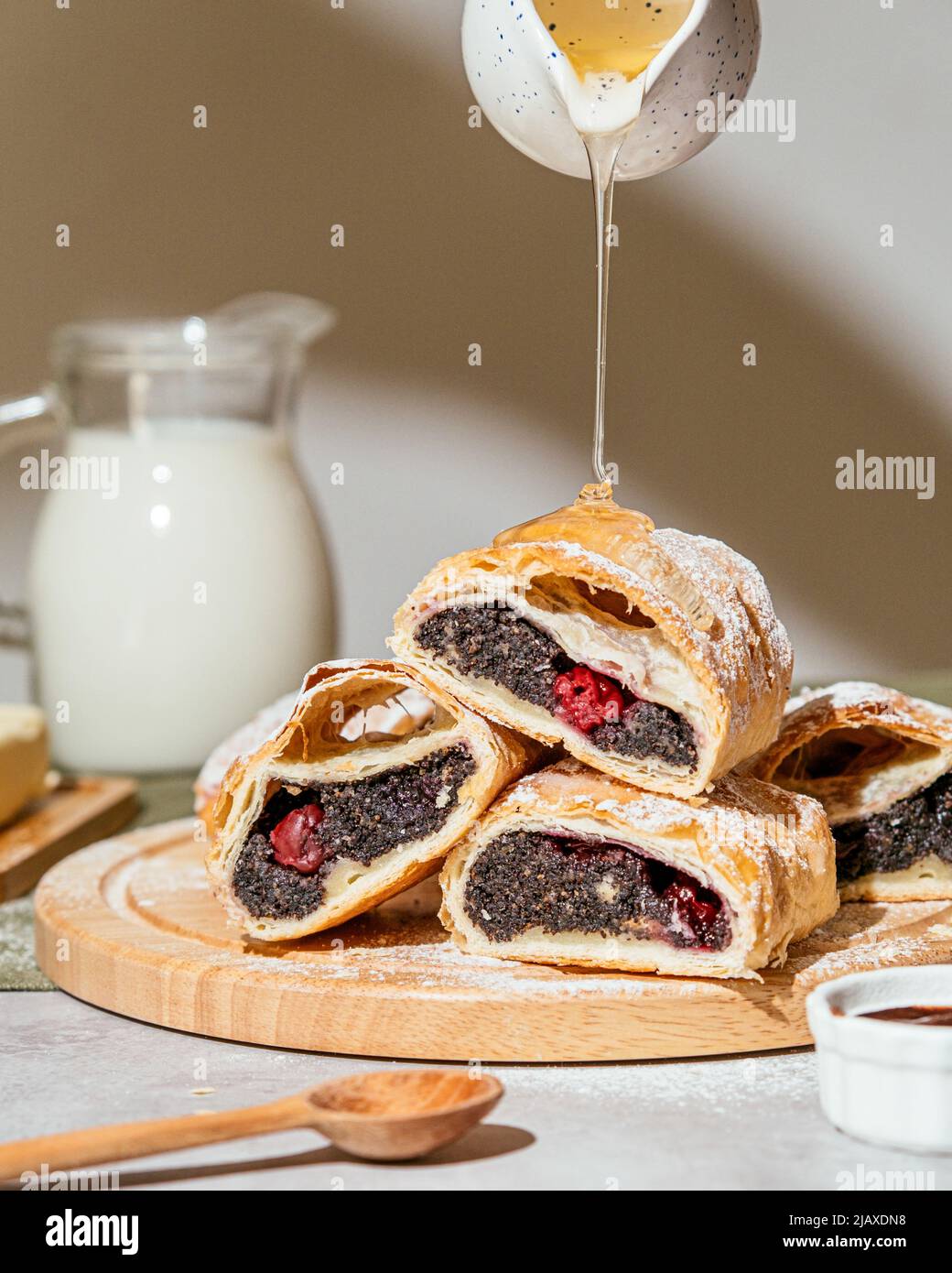 Cherry strudel with poppy hi-res stock photography and images - Alamy