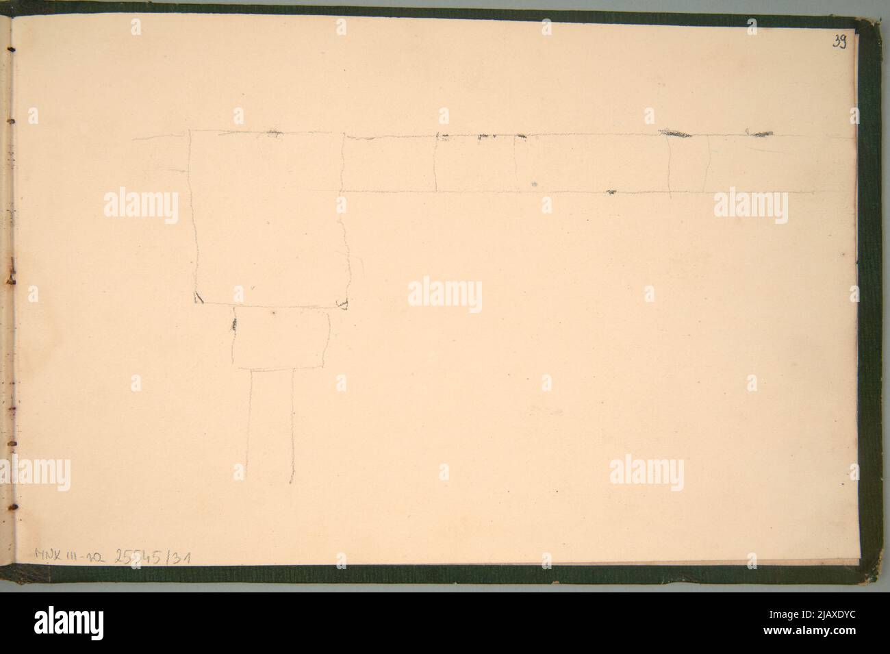 Card 39: double sided drawing; recto: loose sketch; Verso: A house with ...