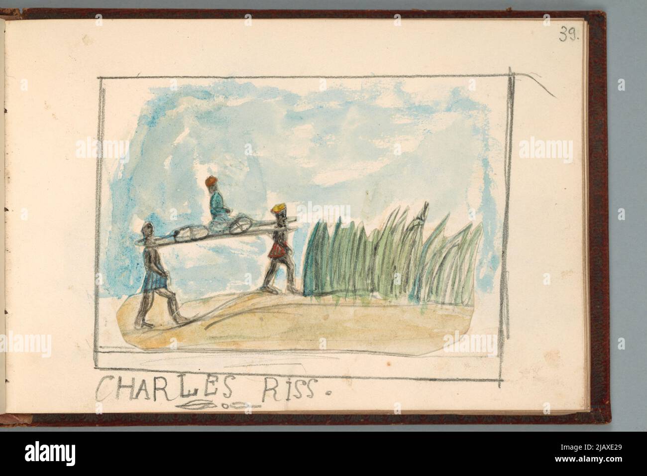 Oriental generic scene on card 39 in an album containing sketches of ...