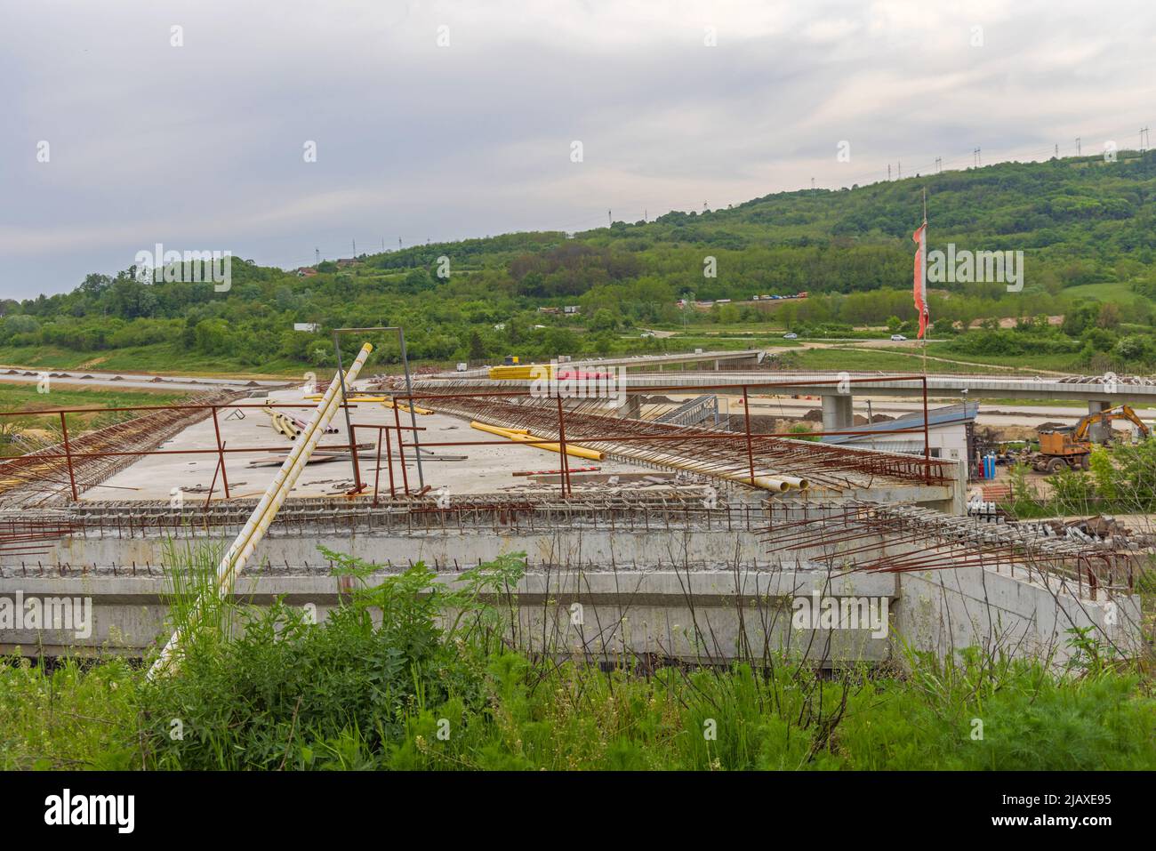 Concrete Road Bridge Highway Network Over Pass Construction Site Stock ...