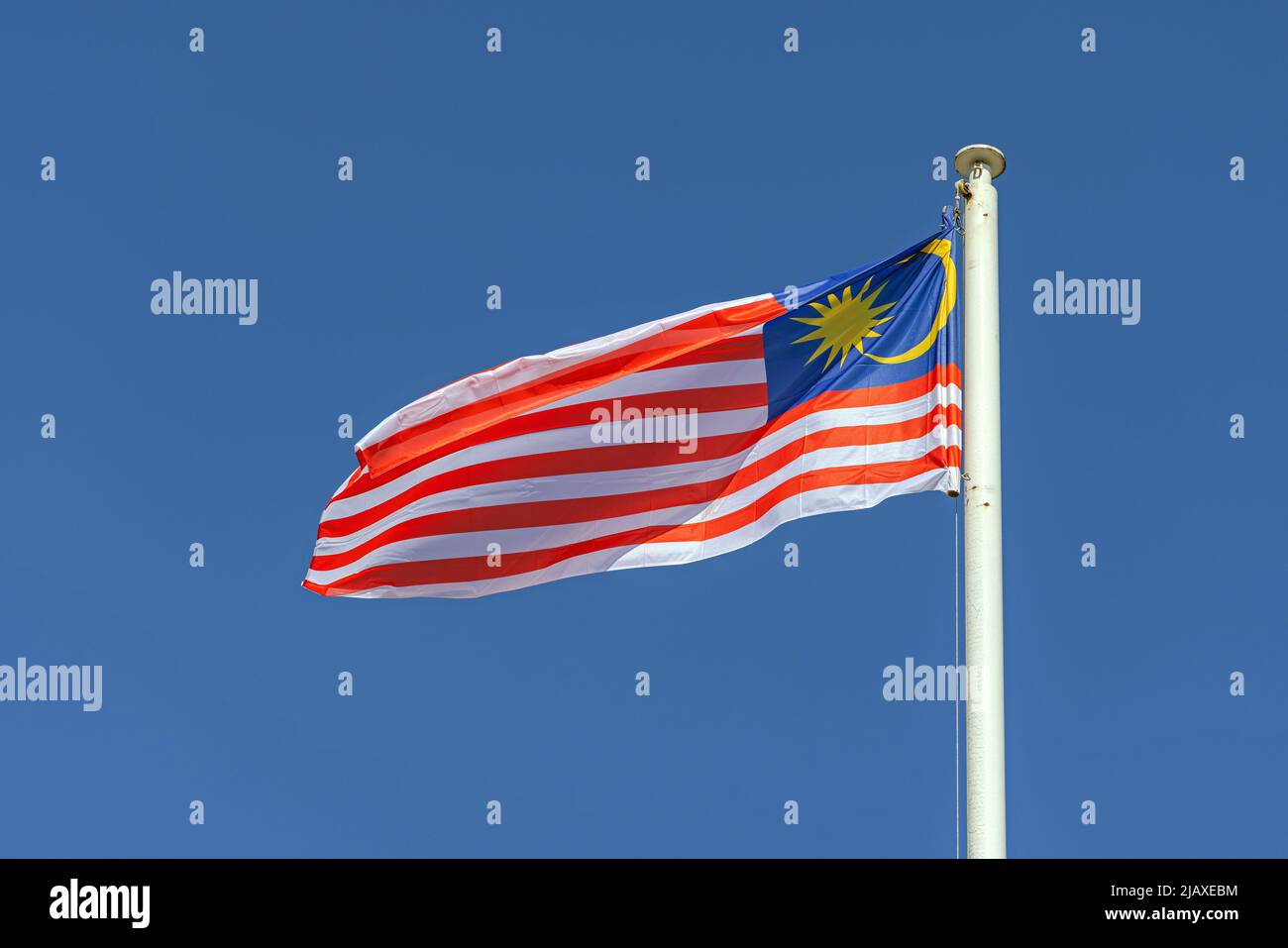 Malaysia National Flag Stripes of Glory at Sunny Day Blue Sky Stock ...