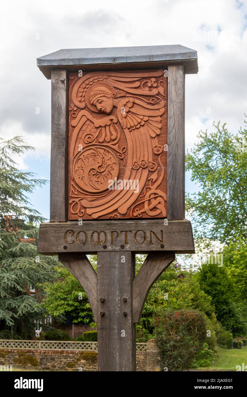 Compton village sign, Surrey, England, UK Stock Photo - Alamy