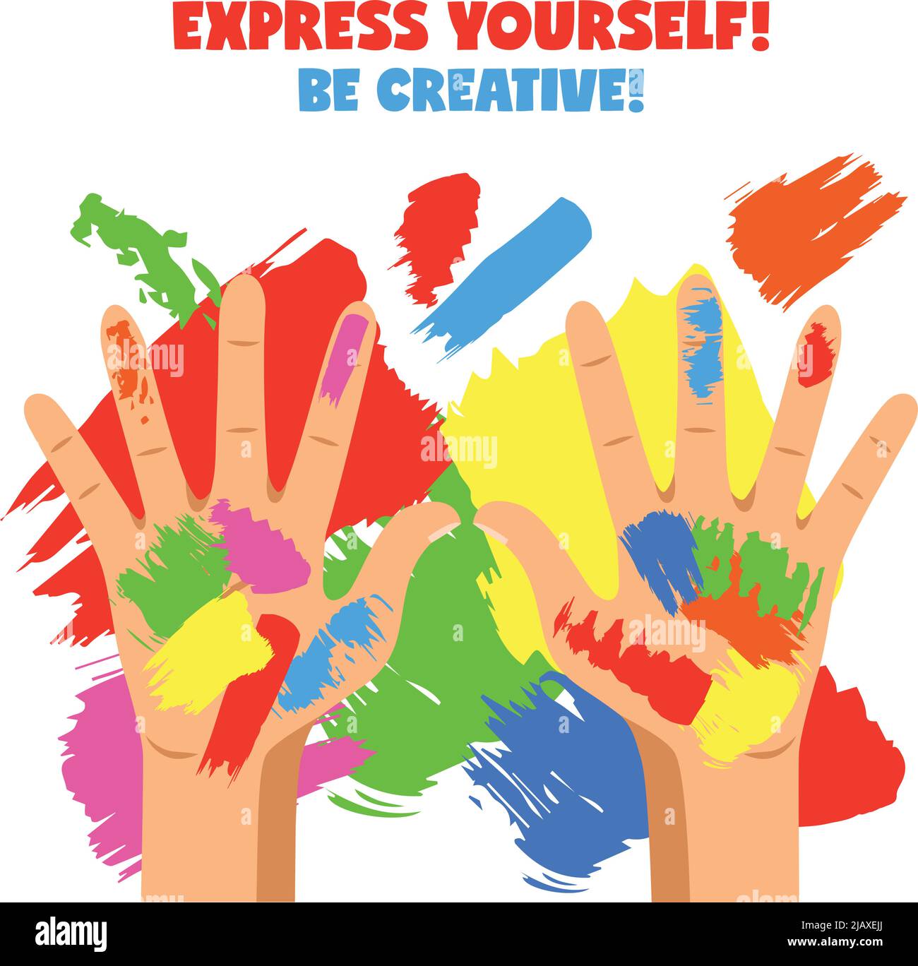 Kids with painted hands Stock Vector Images - Alamy