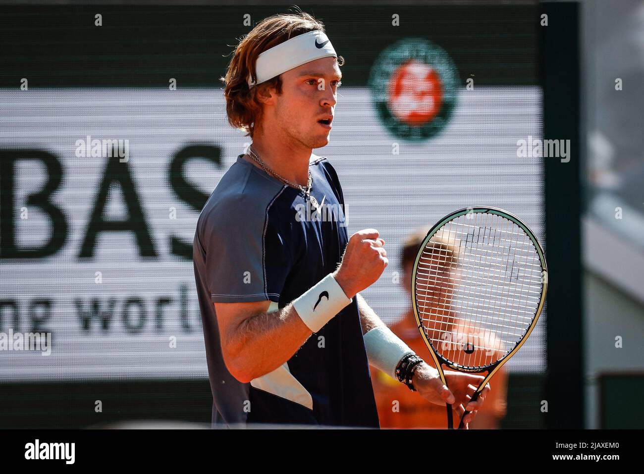 Andrey RUBLEV of Russia celebrates his point during the Day eleven of ...