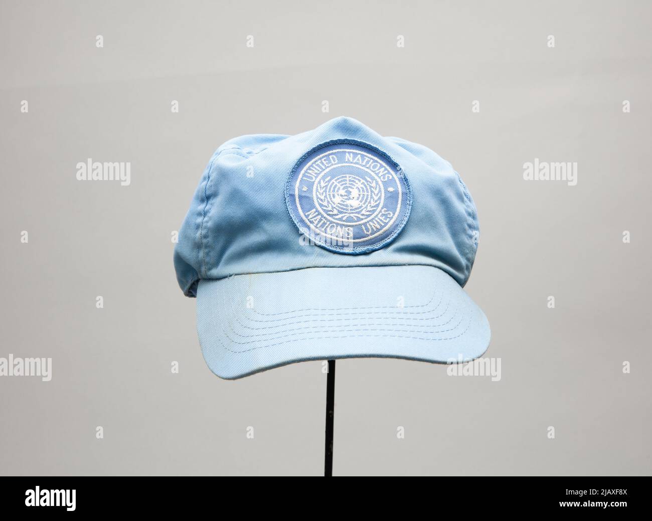 Field cap of UN peacekeeping units unknown label Stock Photo - Alamy