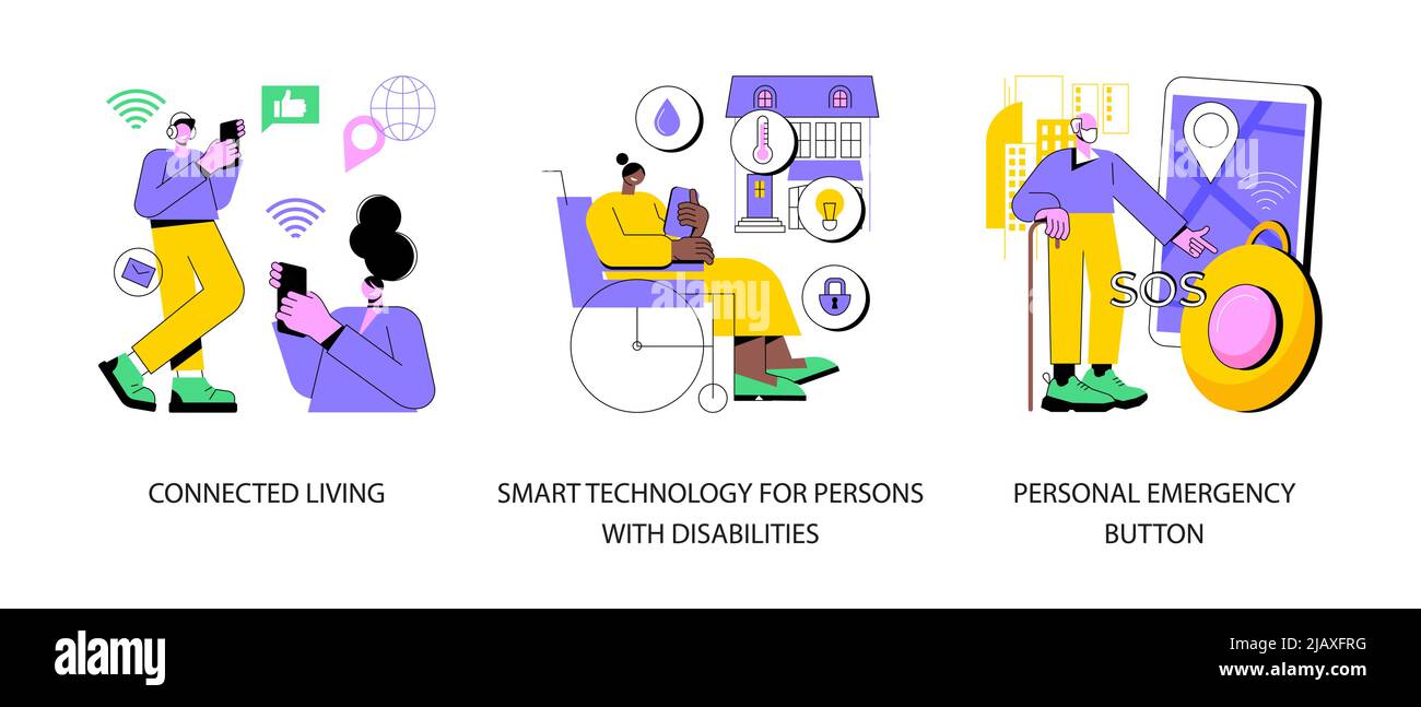 Intelligent devices abstract concept vector illustration set. Connected ...