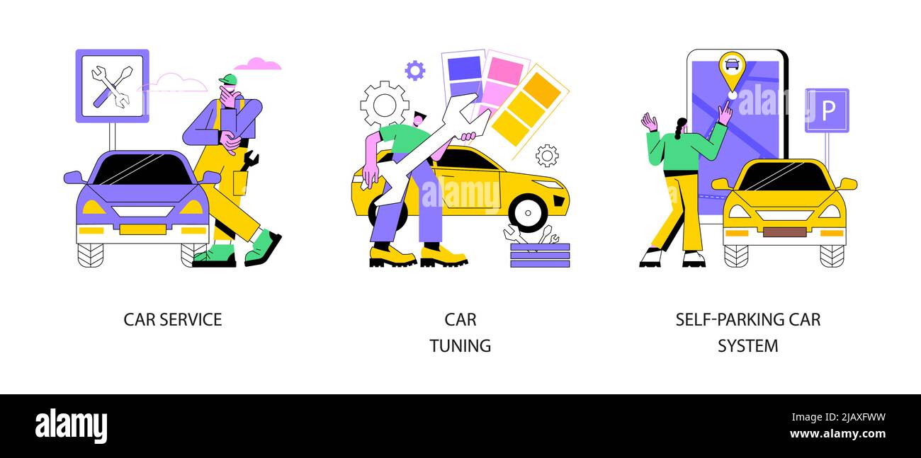 Automobile service abstract concept vector illustration set. Car ...