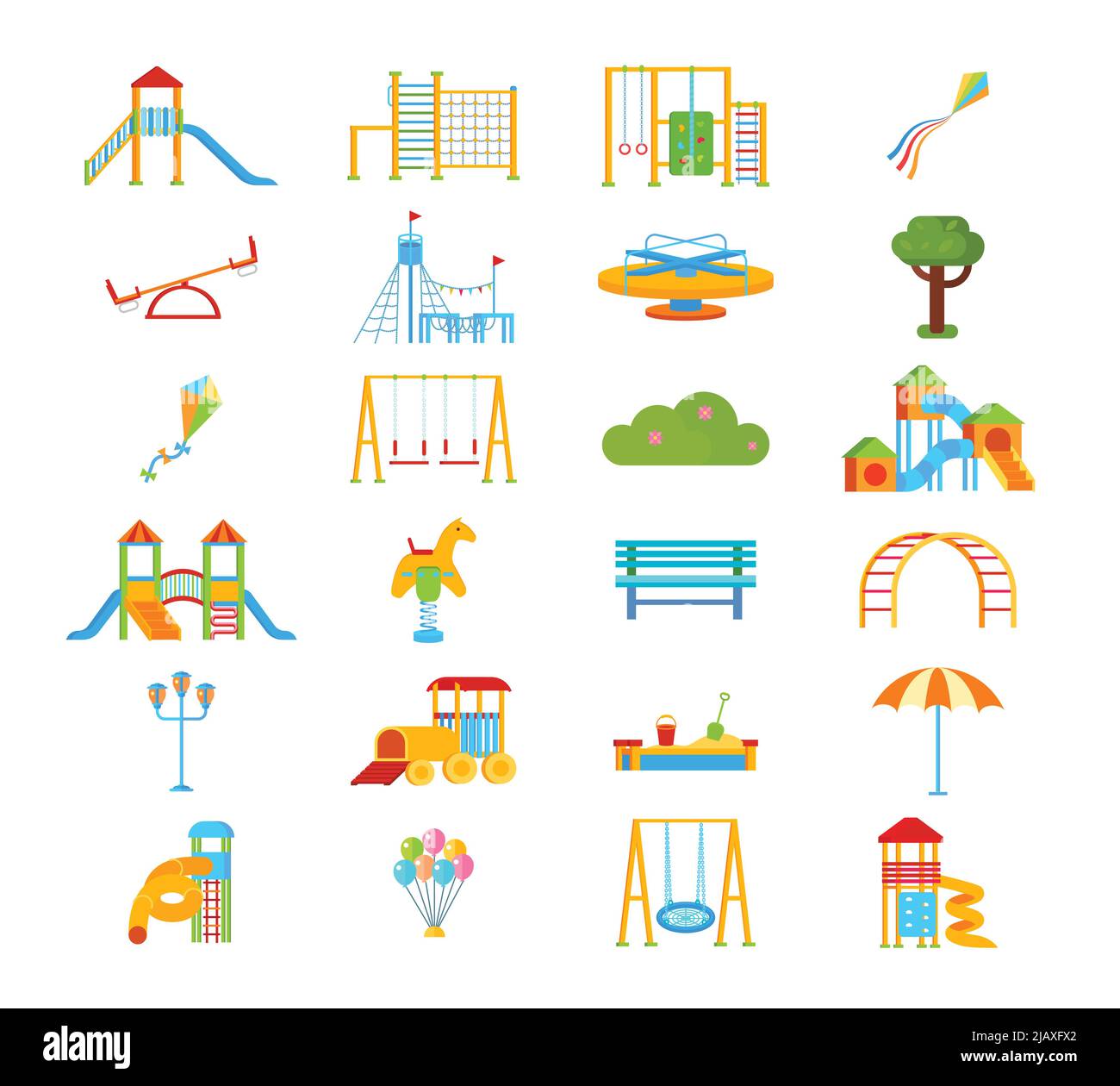 Childrens playground flat isolated elements in cartoon style with ...