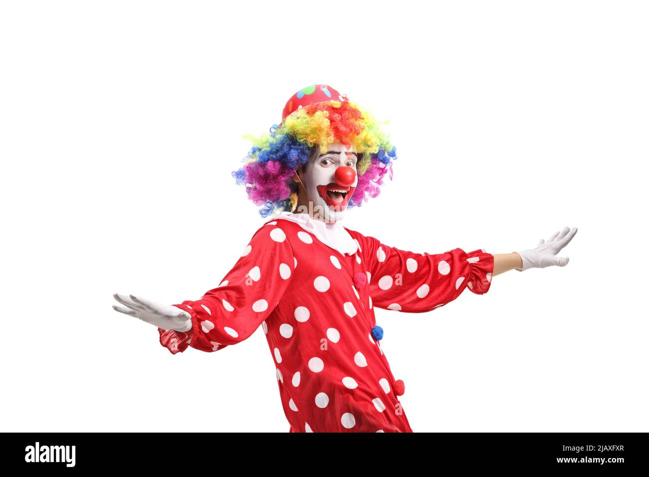 Funny clown gesturing hands isolated hi-res stock photography and ...
