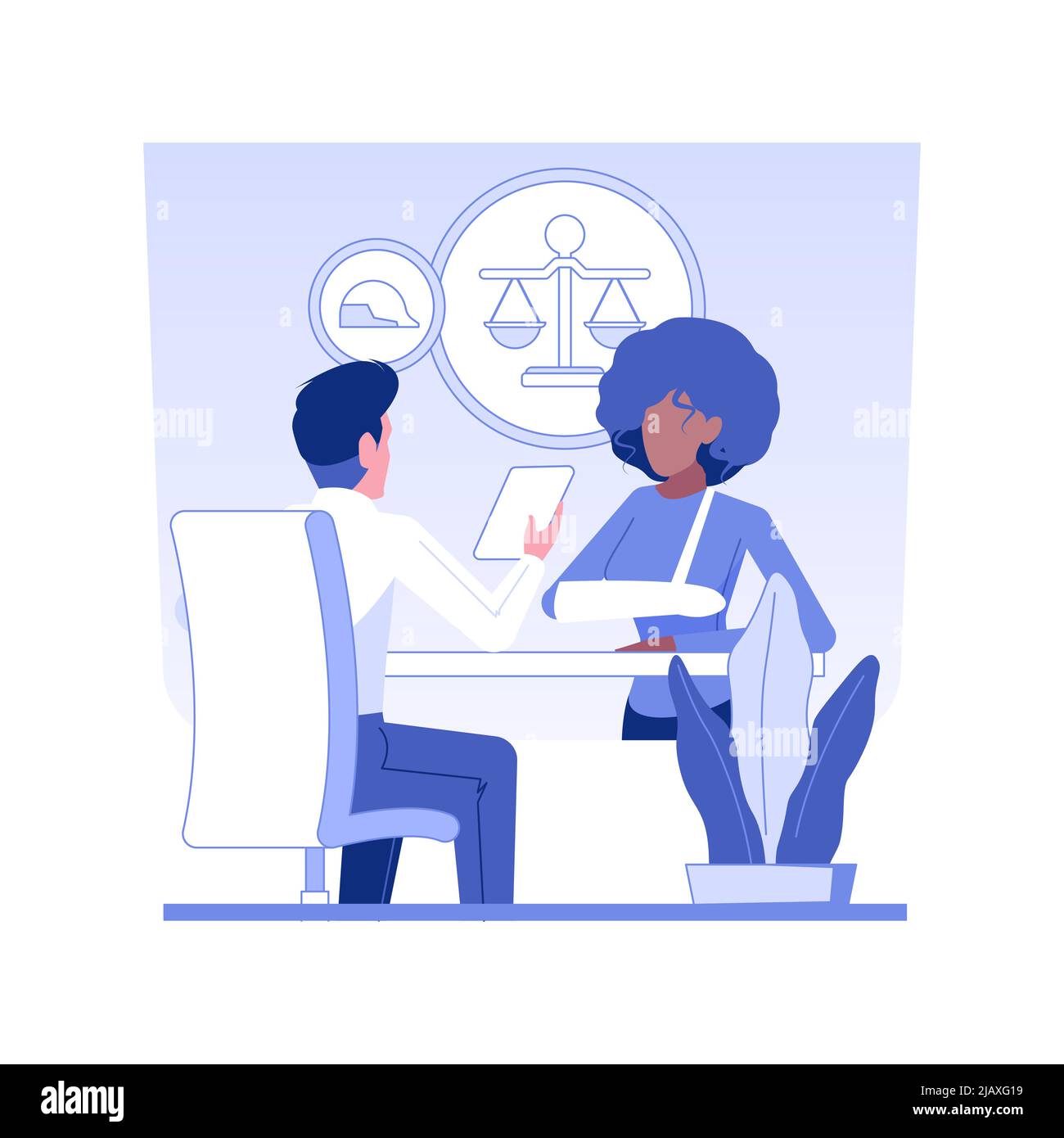 Employment lawyer isolated concept vector illustration. Woman talking ...