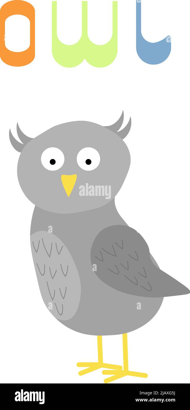Card with cartoon owl and lettering. Vector illustration Stock Vector ...