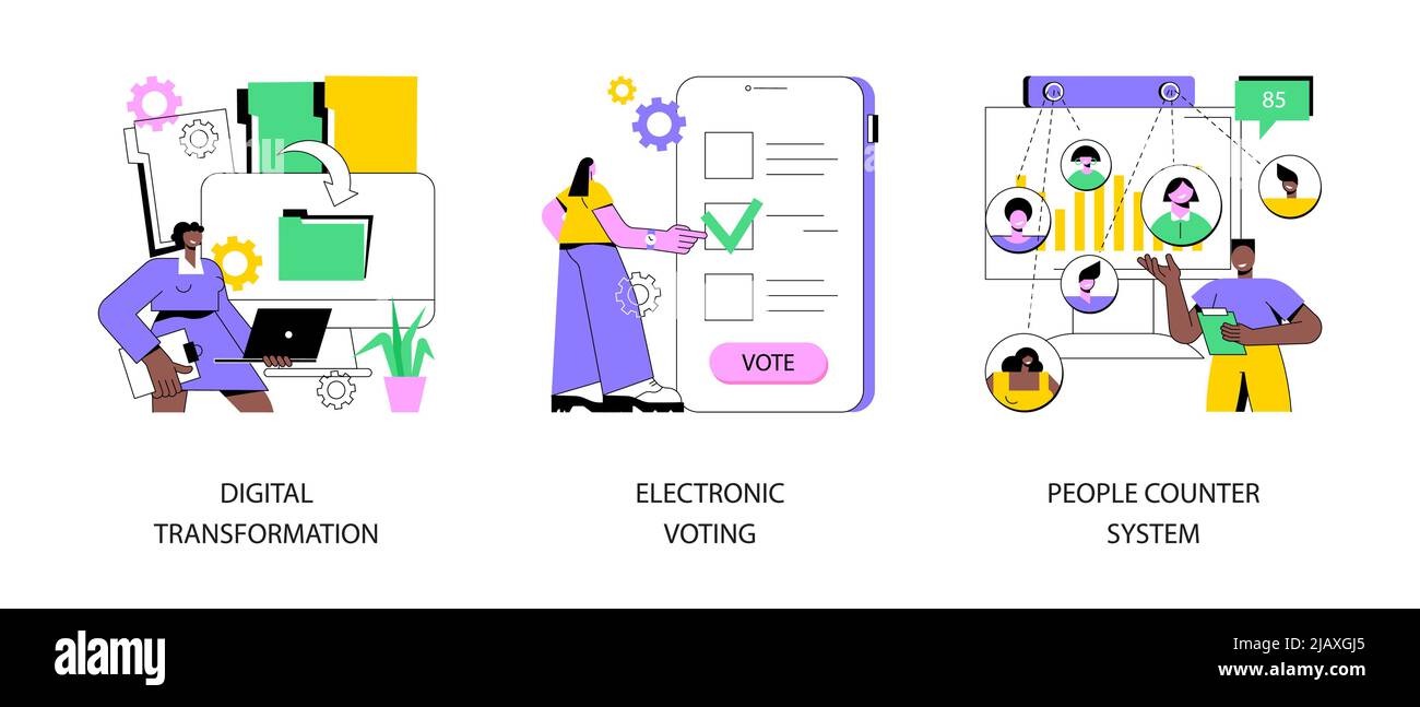 Digitalization abstract concept vector illustration set. Digital ...