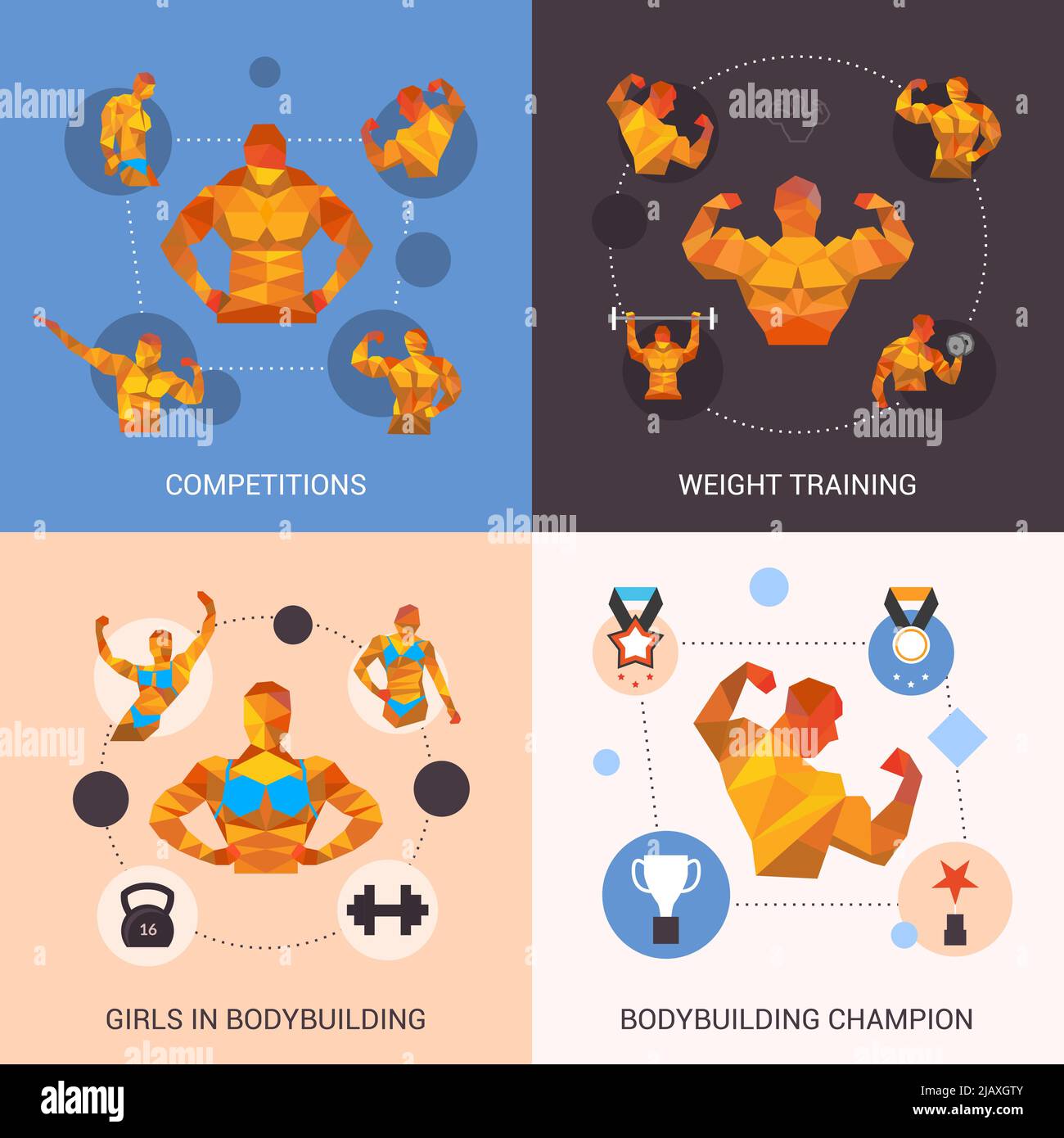 Bodybuilding design concept set with competition weight training ...