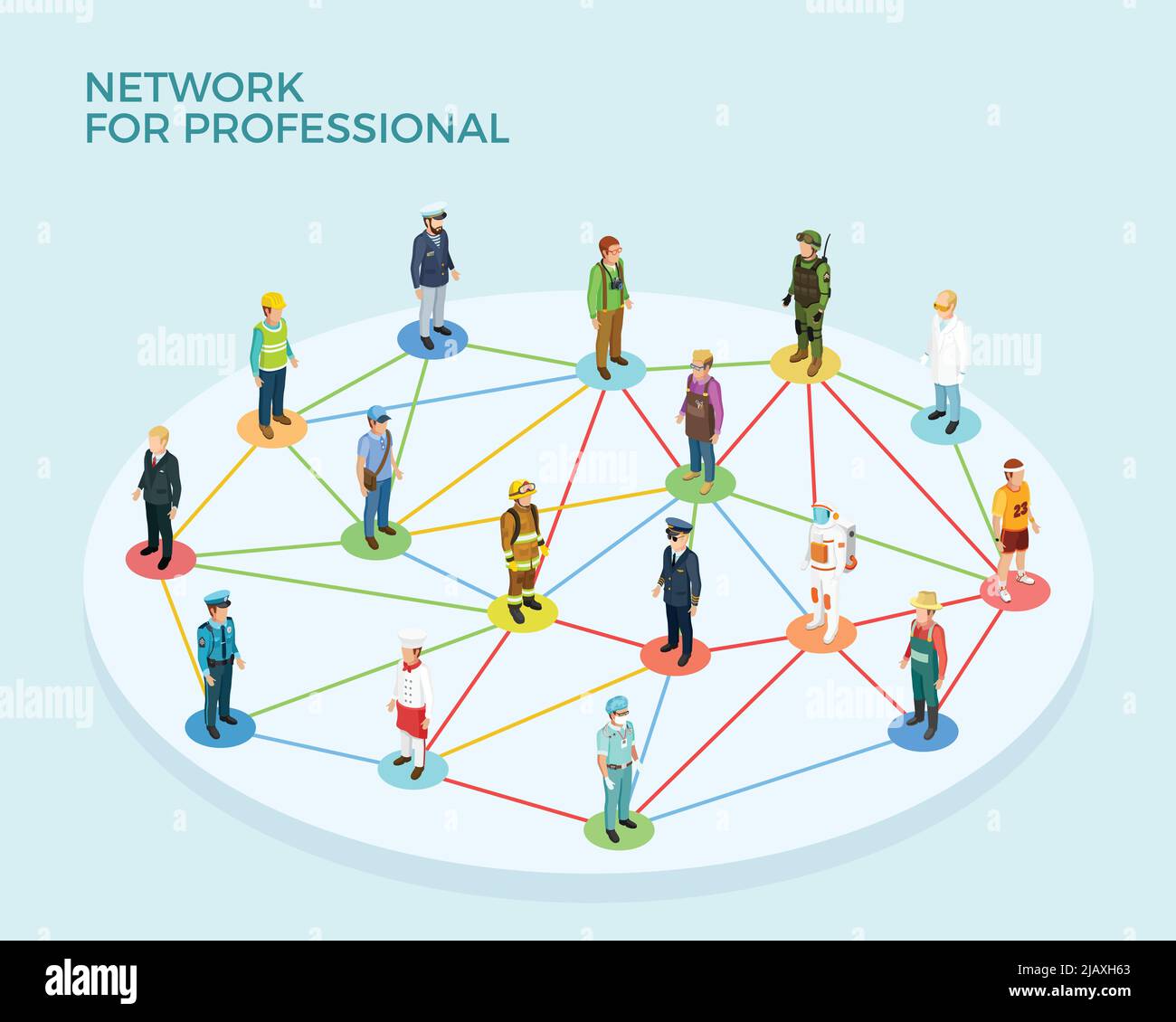 Network professional isometric concept with people of various ...