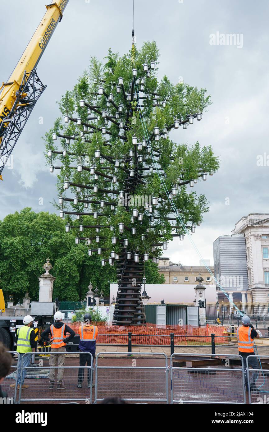 File photo dated 24/5/2022 of construction workers install the top ...