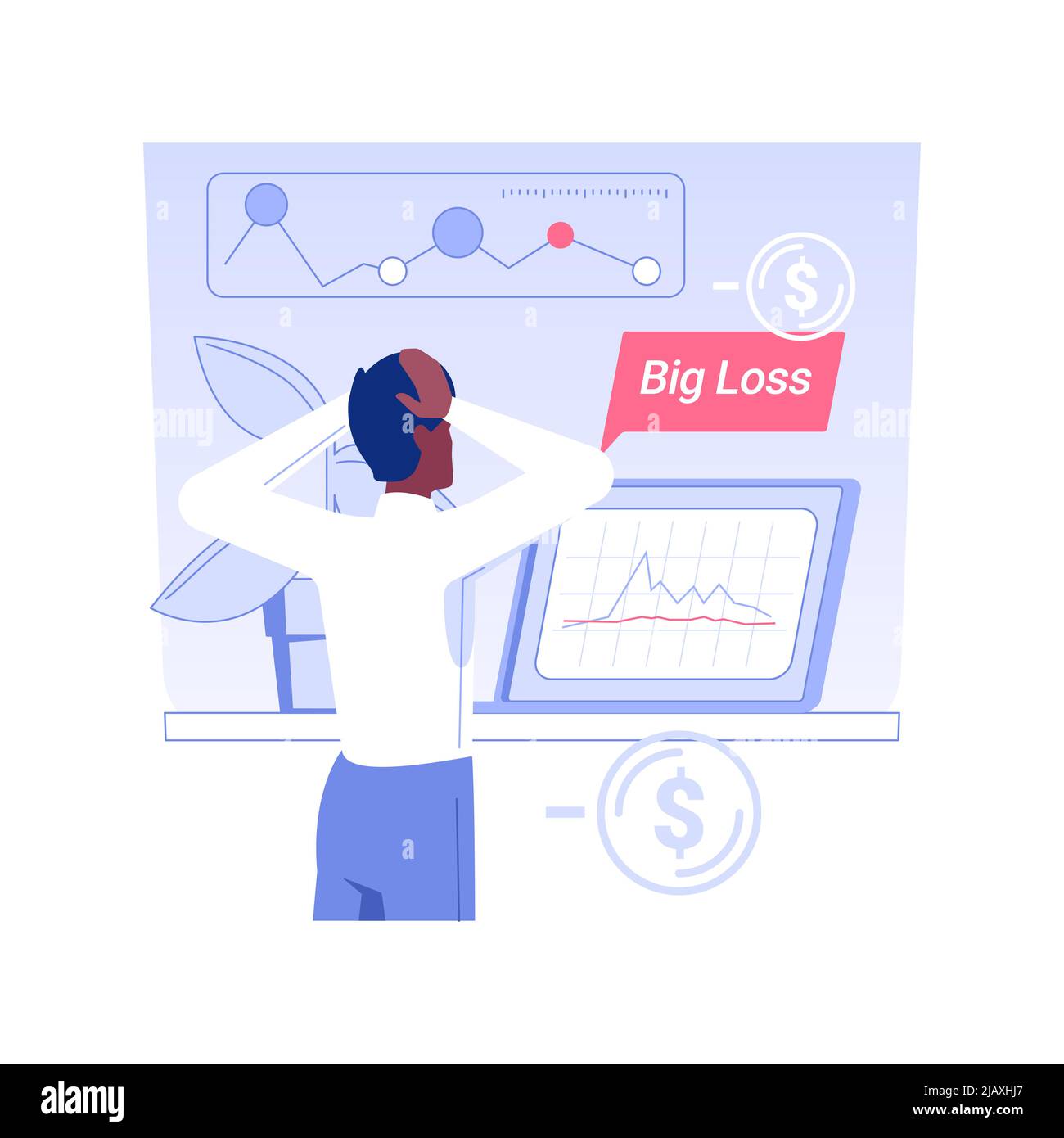 Big loss isolated concept vector illustration. Stressed man loses all ...