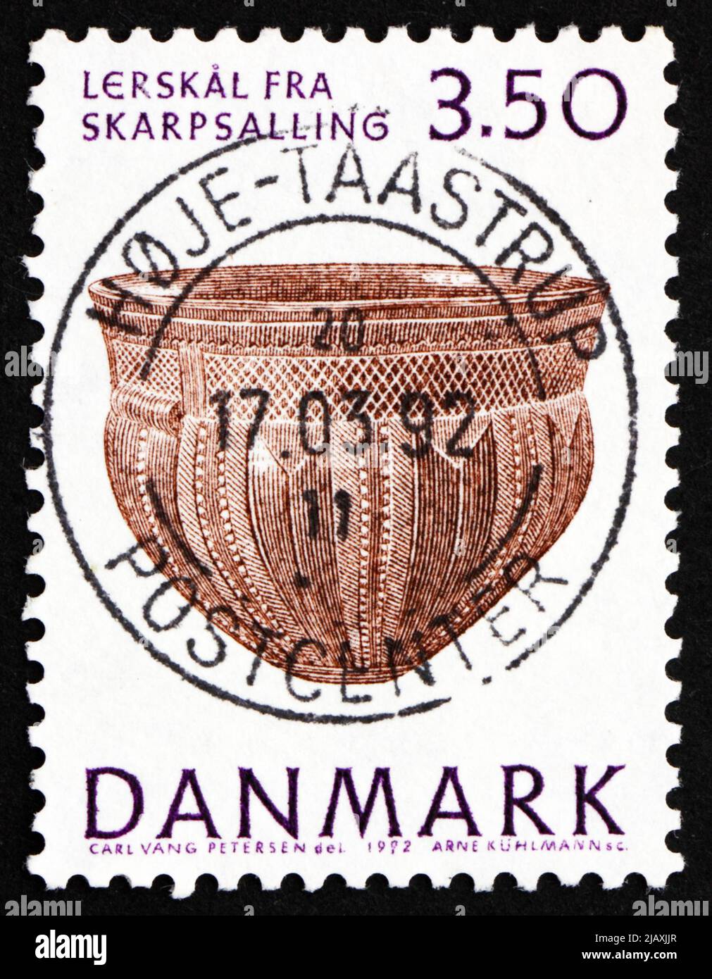 DENMARK - CIRCA 1992: a stamp printed in the Denmark shows Earthenware ...