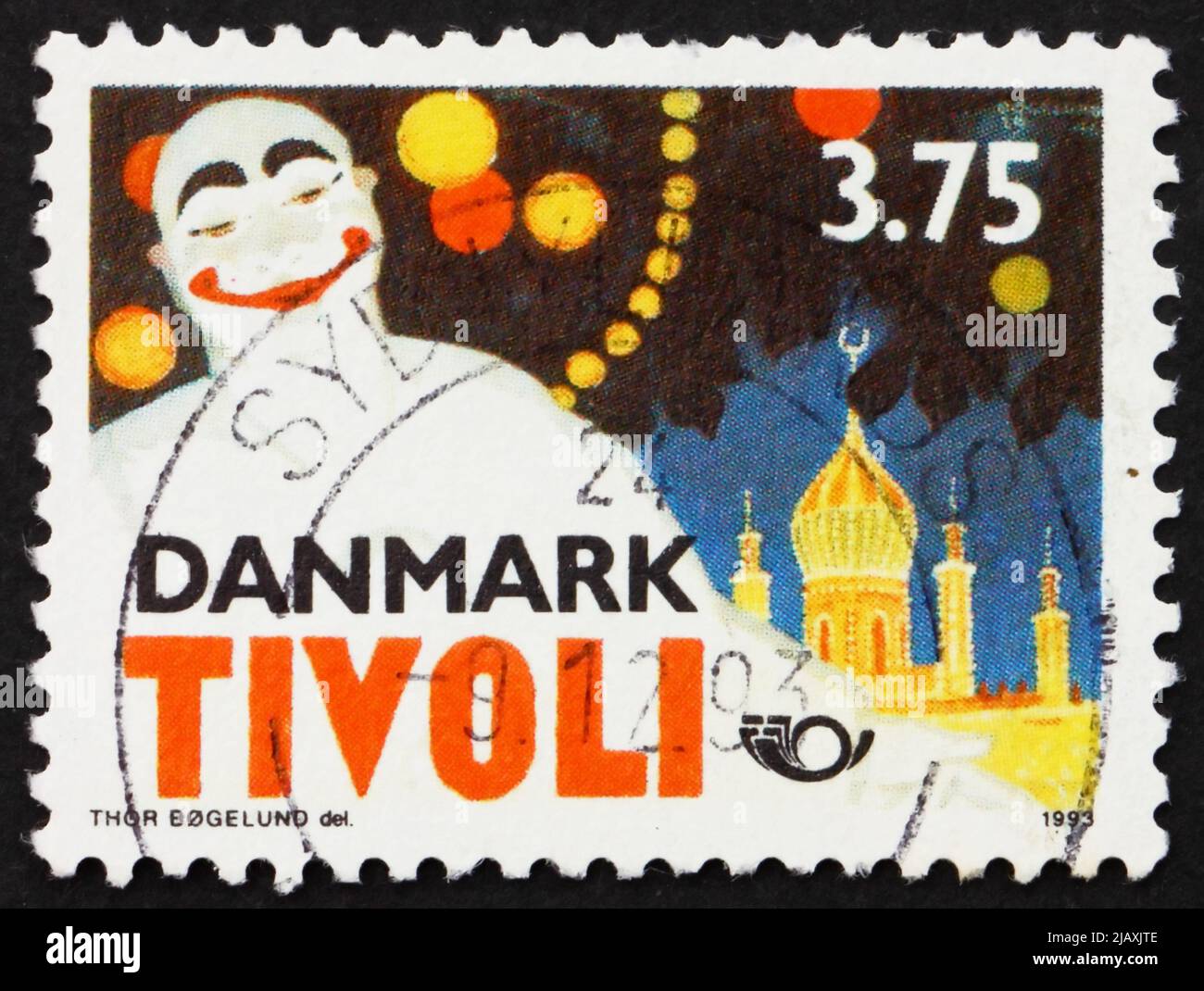 DENMARK - CIRCA 1993: a stamp printed in the Denmark shows Pierrot by ...