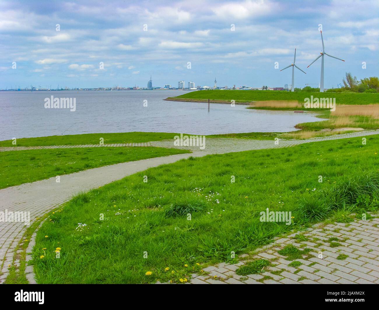 North German coast and nature landscape panorama from Bremerhaven ...