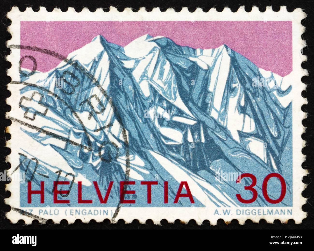 SWITZERLAND - CIRCA 1970: a stamp printed in the Switzerland shows View ...