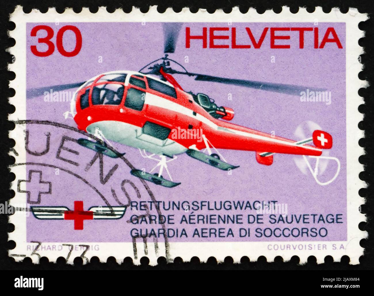 SWITZERLAND - CIRCA 1972: a stamp printed in the Switzerland shows Red ...