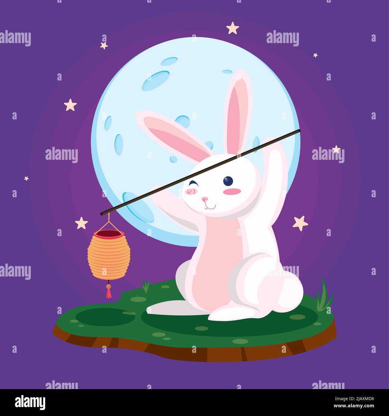 rabbit with lantern Stock Vector Image & Art - Alamy