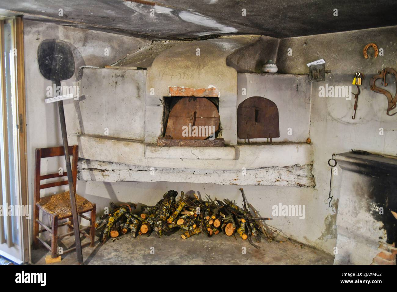 The interior of an old peasant house in Marsicovetere, a rural village ...
