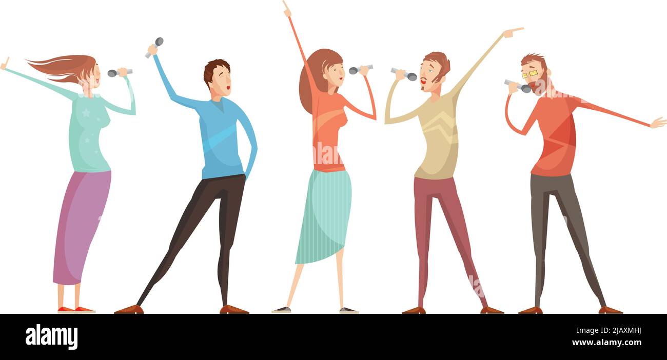 Set of five isolated male and female young people characters ...