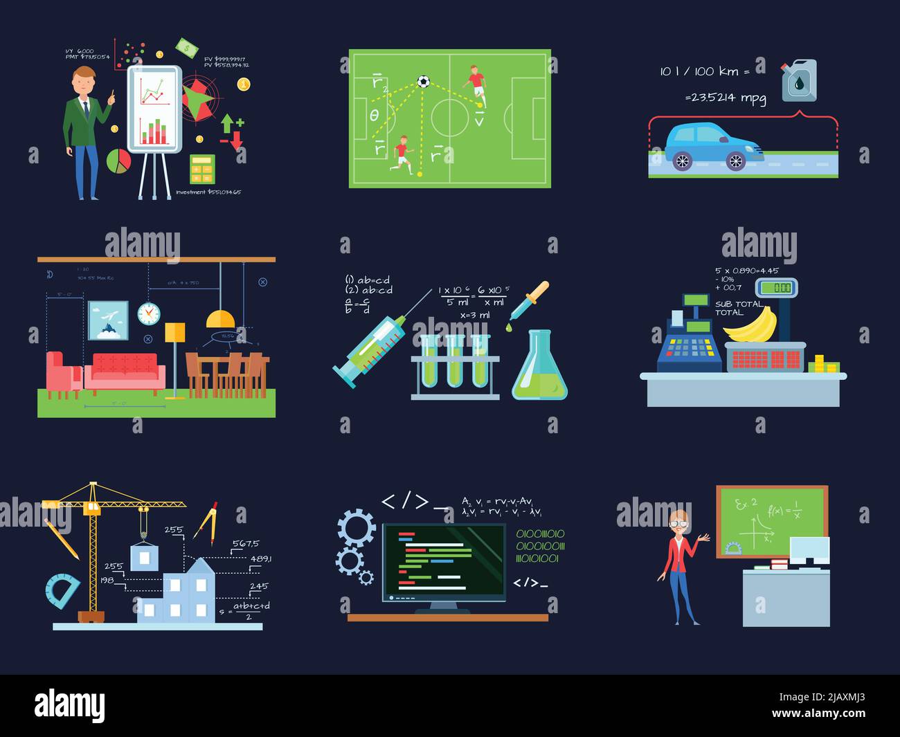 Set of isolated cartoon compositions with mathematics in education and ...