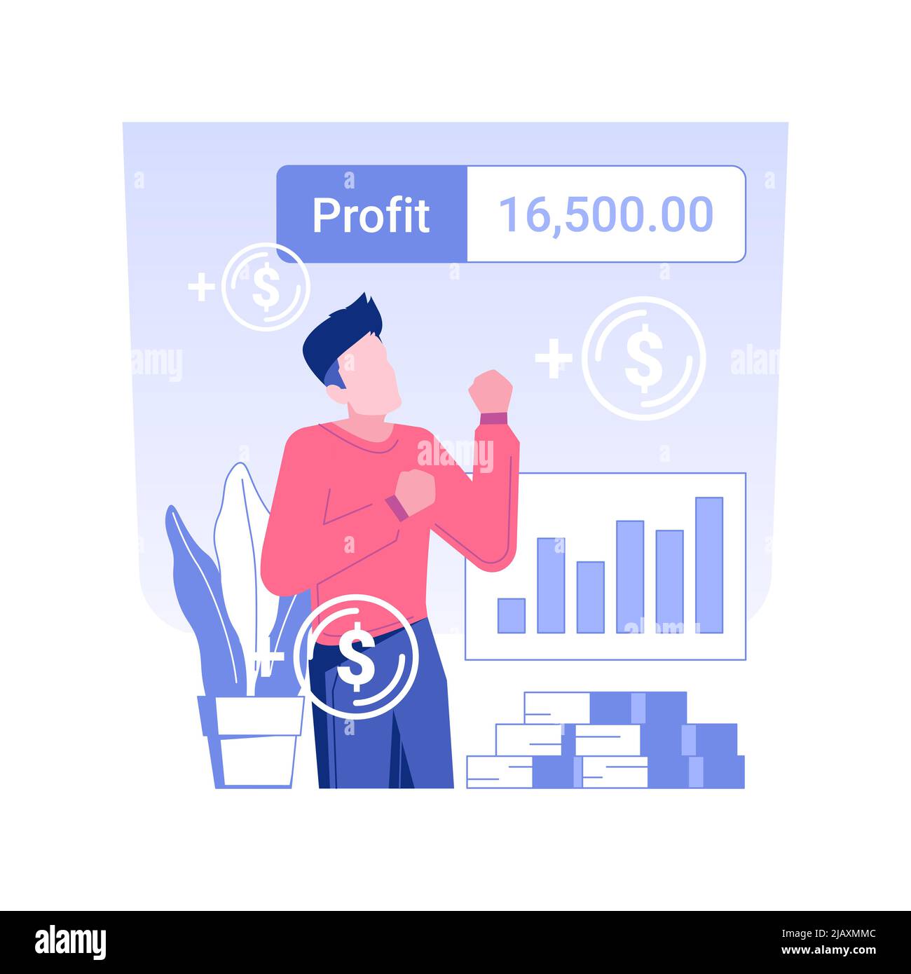 Big profit isolated concept vector illustration. Happy businessman ...