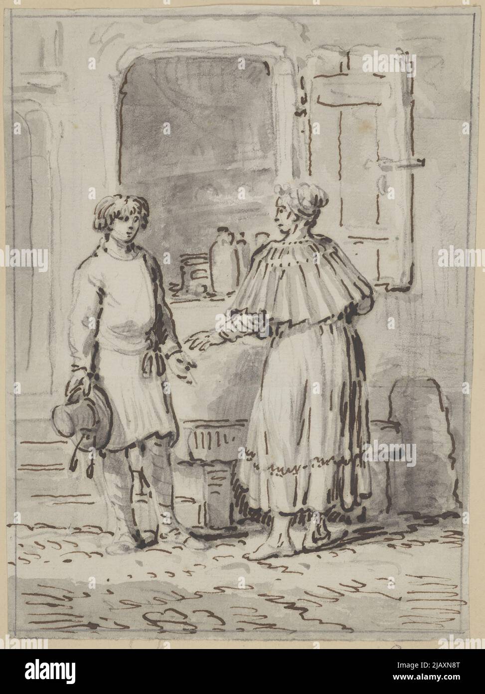 Russian seller at the shop Stock Photo - Alamy