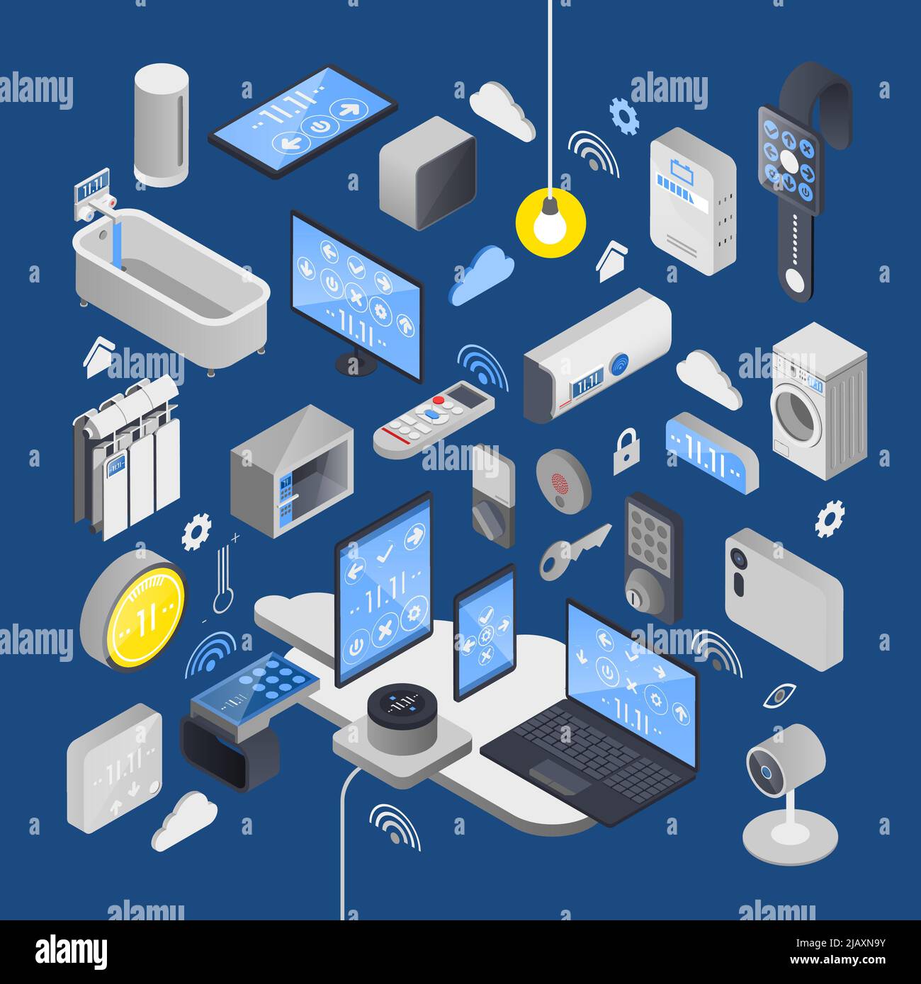 IOT internet of things isometric composition with elements of smart ...