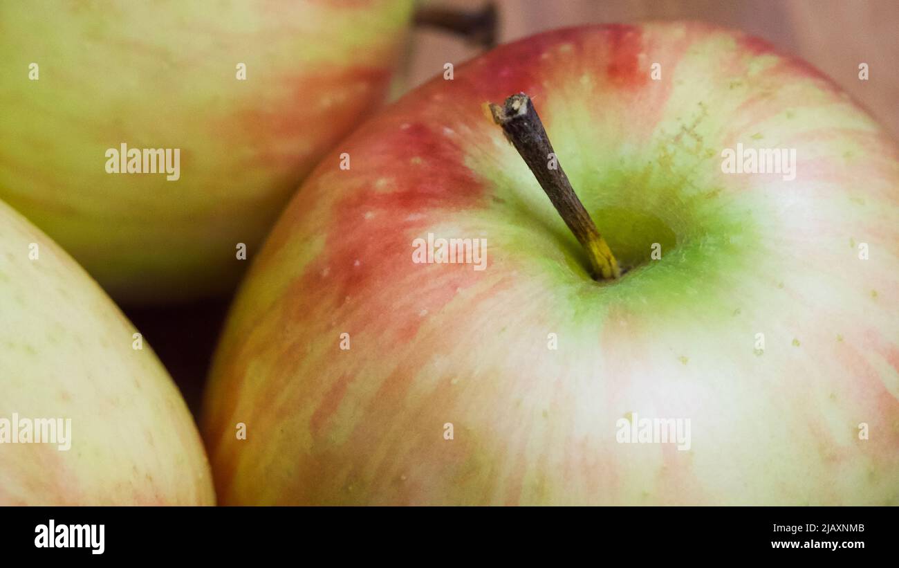 A few ripe apples, a close-up shot. Macrophoto of fruits Stock Photo ...