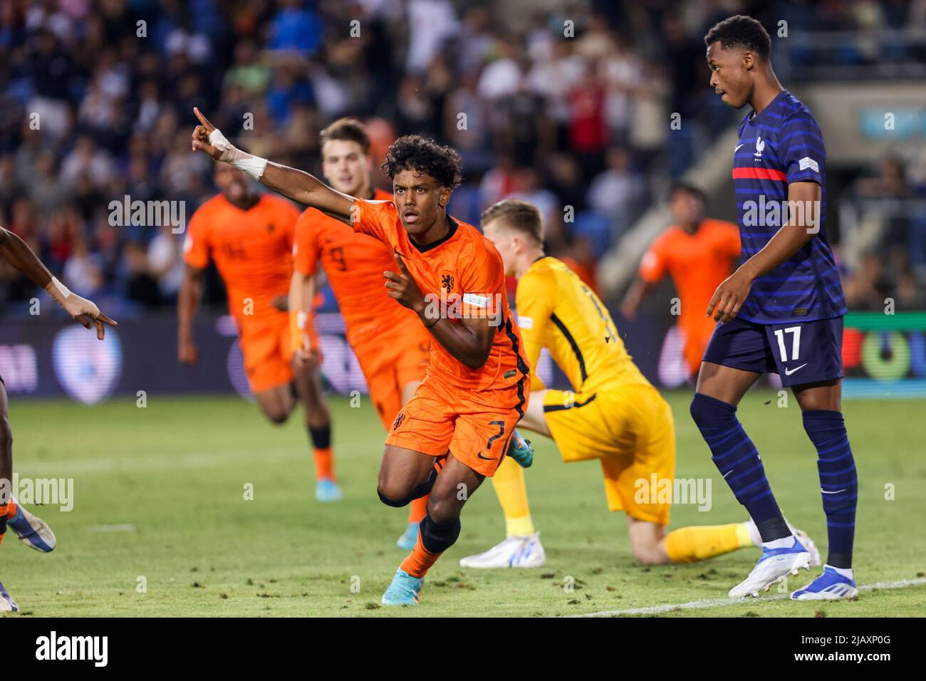 NETANYA, ISRAEL - JUNE 1: Jaden Slory of the Netherlands U17 celebrates ...