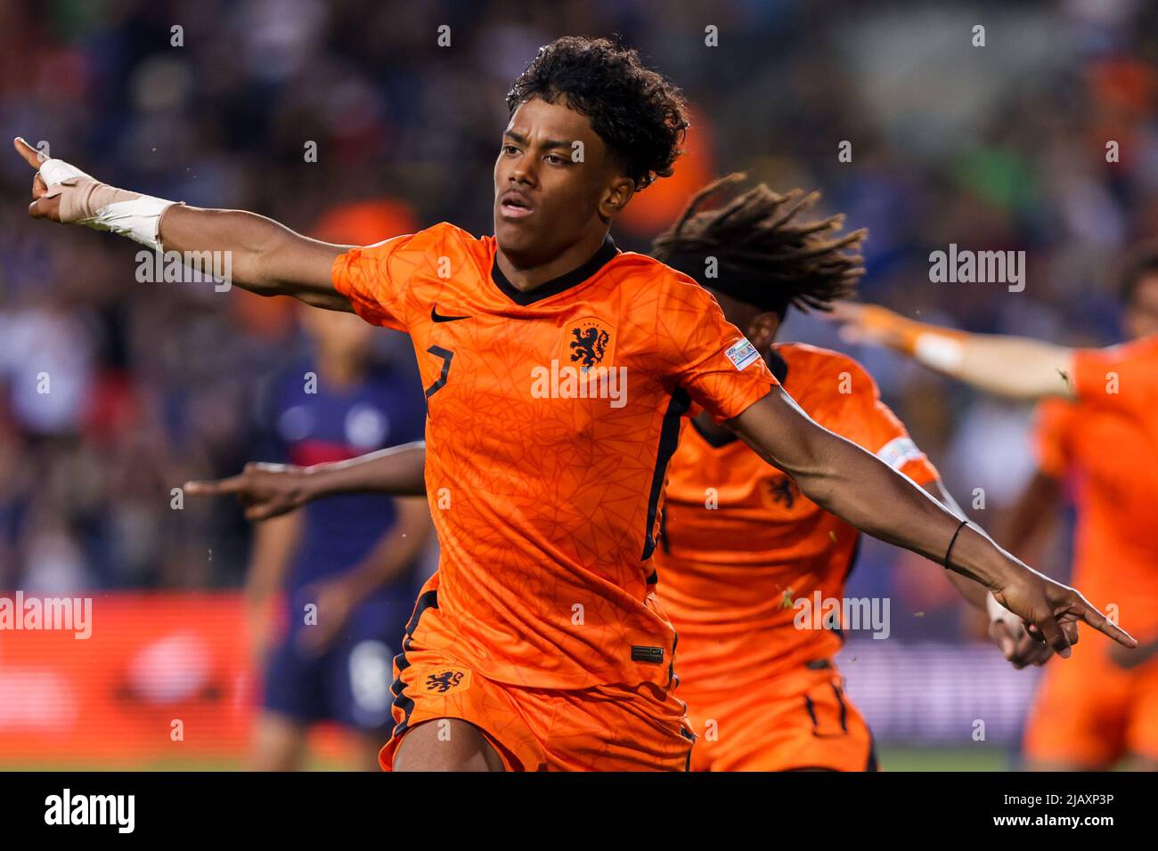 NETANYA, ISRAEL - JUNE 1: Jaden Slory of the Netherlands U17 celebrates ...