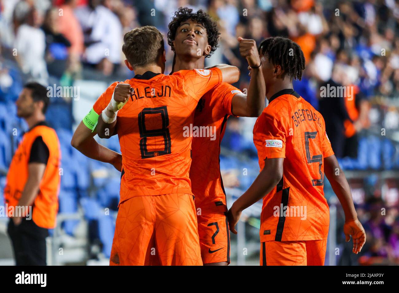 NETANYA, ISRAEL - JUNE 1: Jaden Slory of the Netherlands U17 celebrates ...