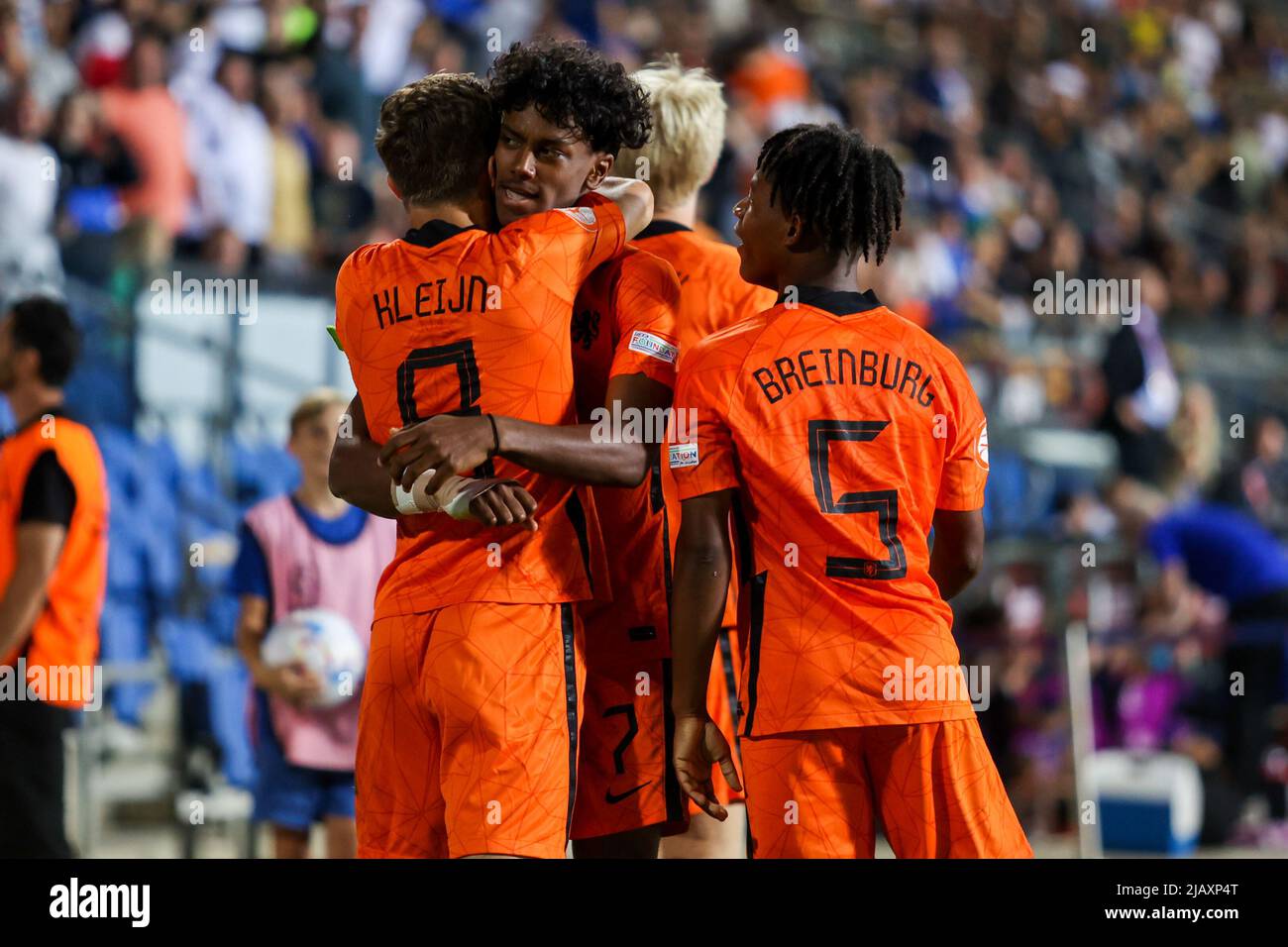 NETANYA, ISRAEL - JUNE 1: Jaden Slory of the Netherlands U17 celebrates ...