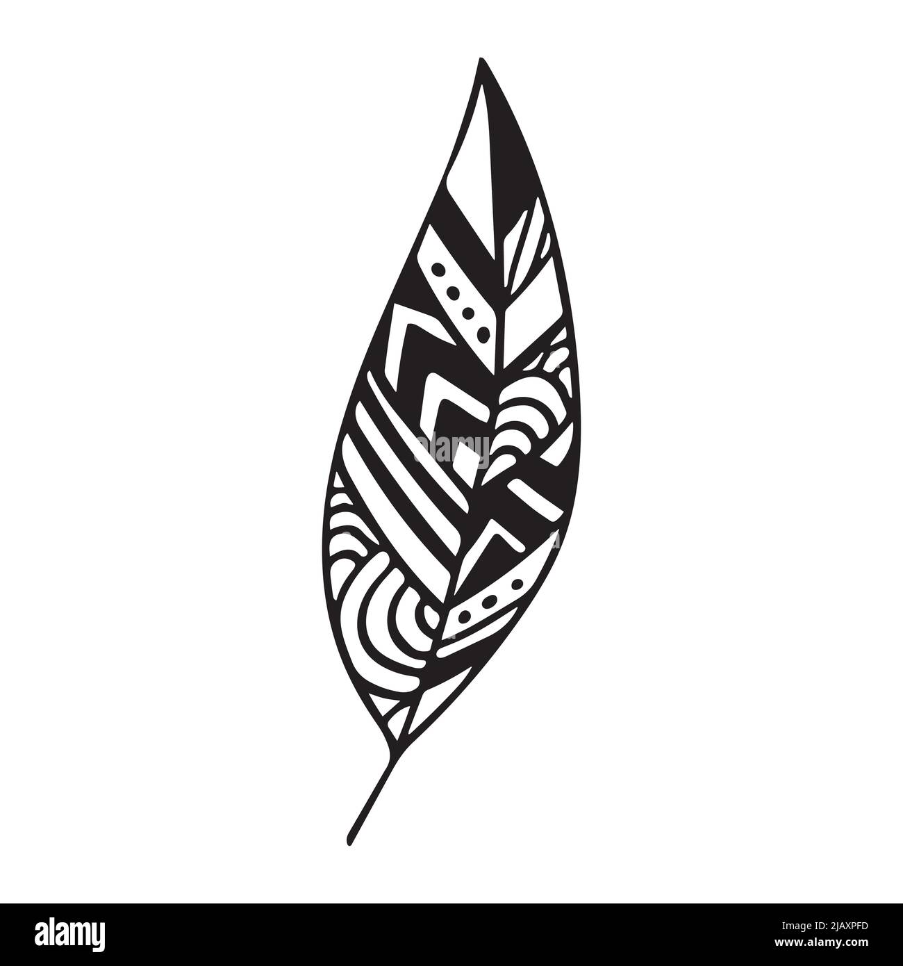 Vector zen tangle and doodle leaf. Nature coloring book. Black and ...