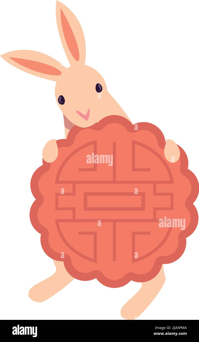 flat bunny with mooncake Stock Vector Image & Art - Alamy
