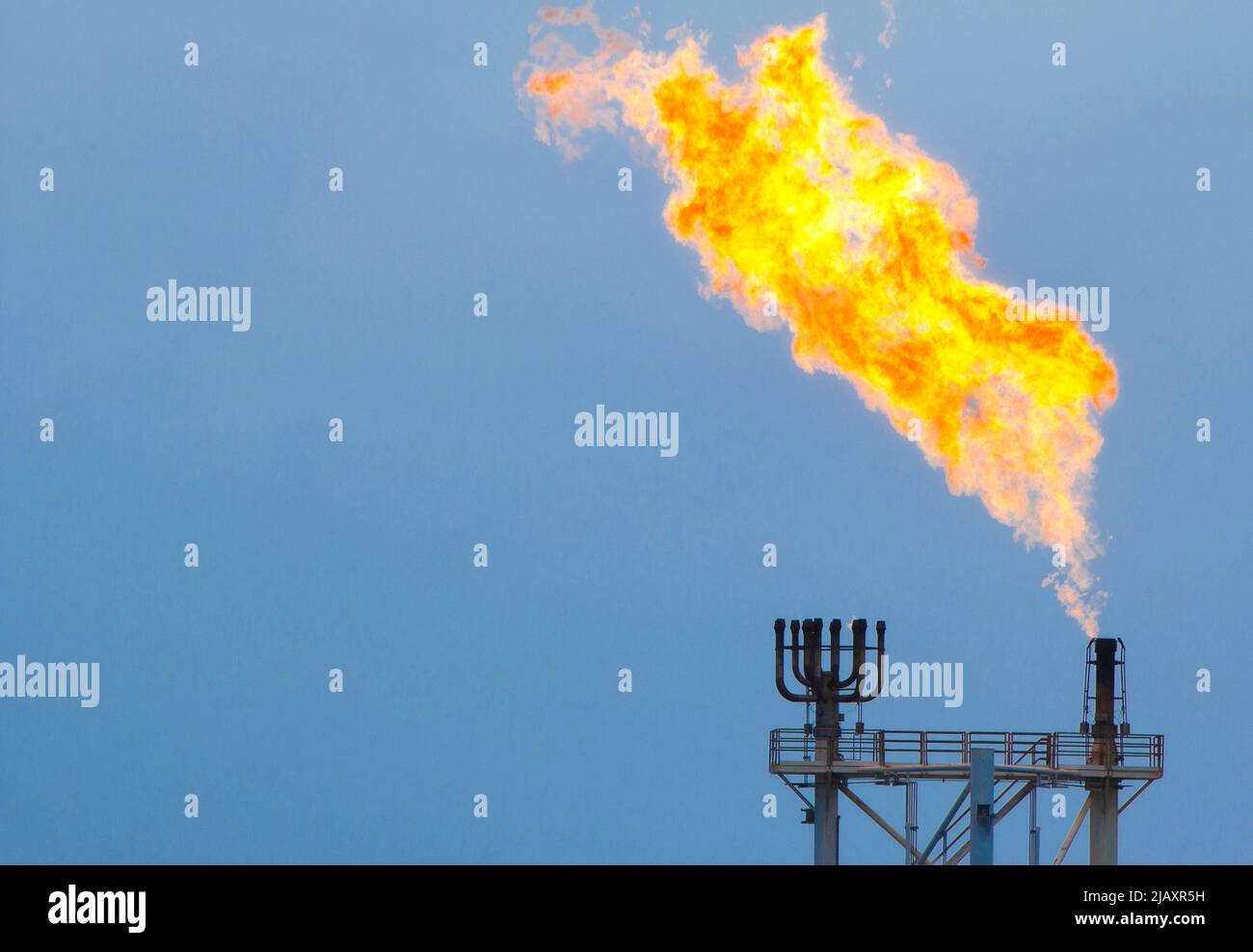 Gas flare and offshore oil platform in the South China Sea Stock Photo ...