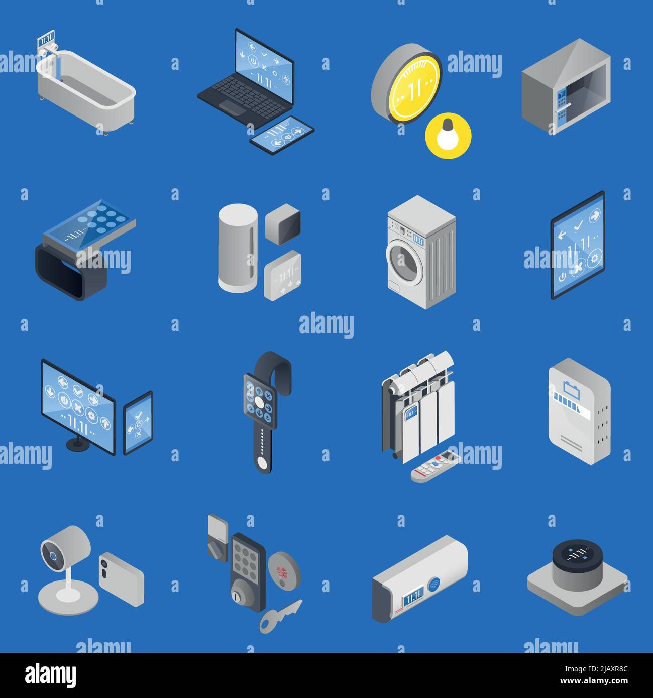 Colored IOT internet of things isometric icon set for Home and Office ...