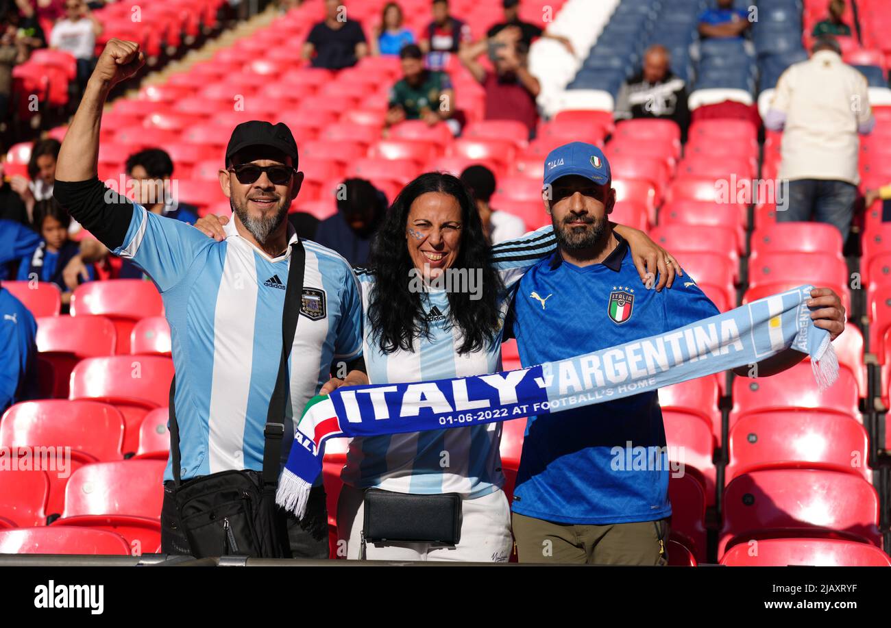 Argentina and Italy fans in the stands show their support prior to the ...