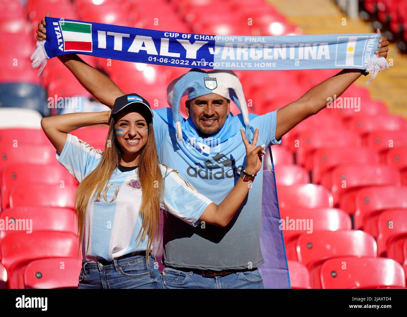 Italy fans inside the ground ahead of the Finalissima 2022 match at ...
