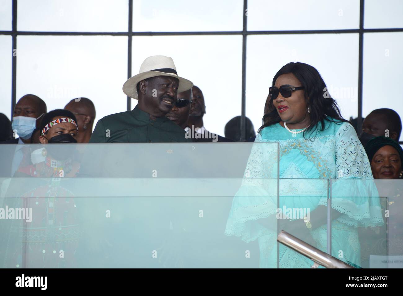 Presidential aspirant Raila Odinga and his wife Ida Odinga at Uhuru ...
