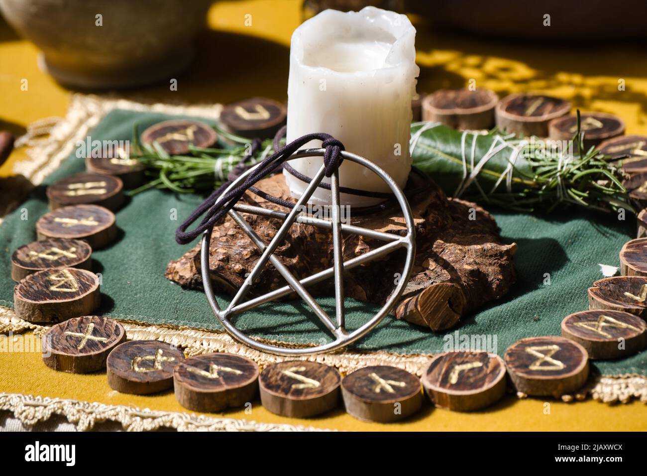 Composition of objects for magical rites Stock Photo - Alamy