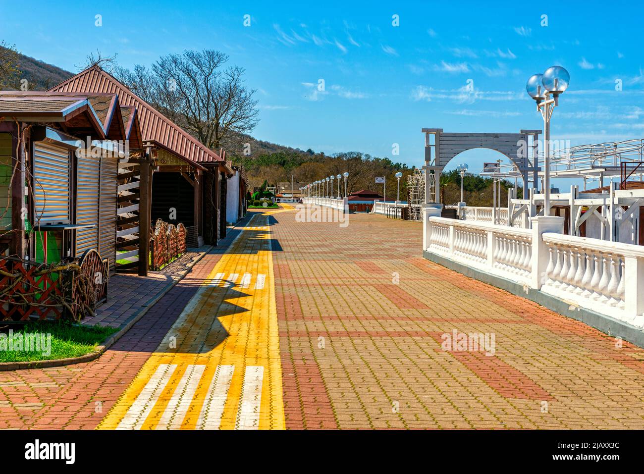 Embankment in the resort town of Kabardinka on the Black Sea, without ...