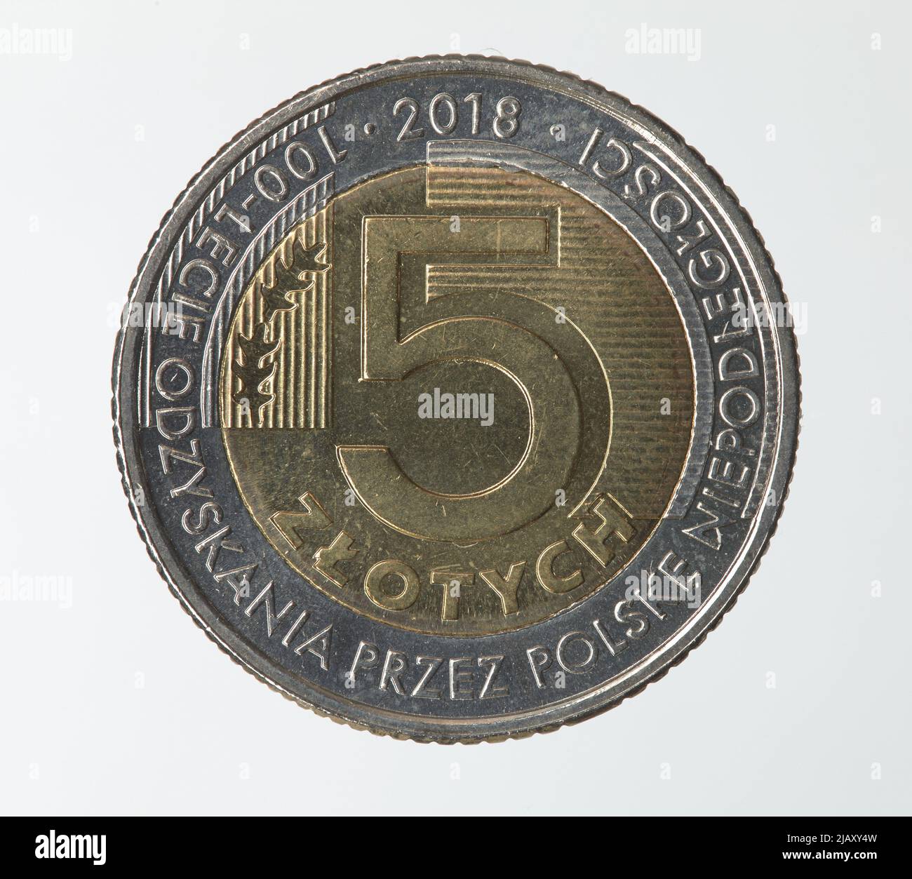 Polish Republic, 5 zlotys, Warsaw; 2018 100th anniversary of Poland ...