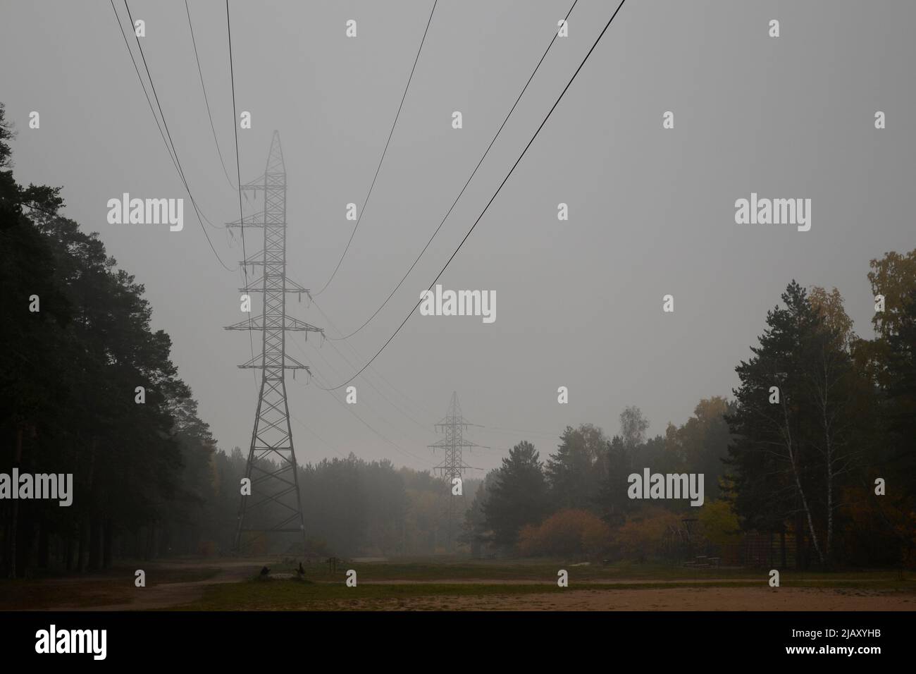 Electric power lines in beautiful landscape hi-res stock photography ...
